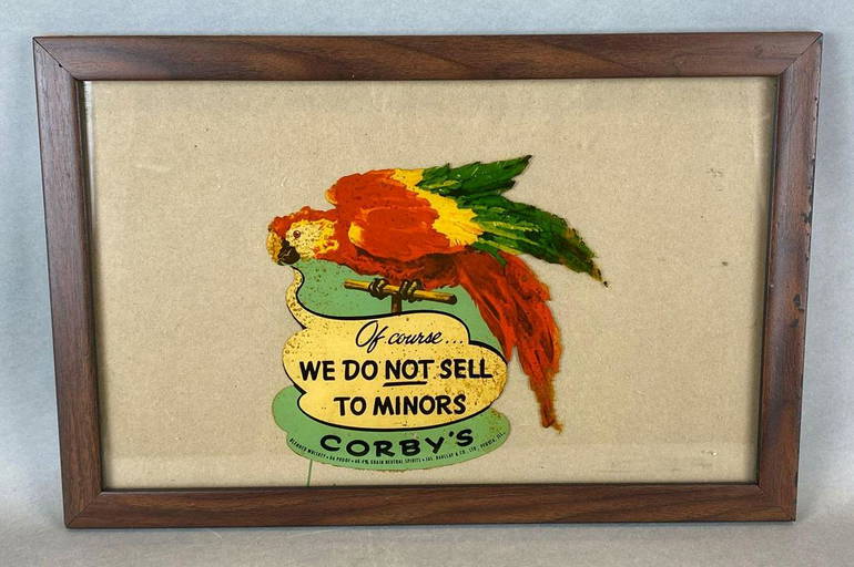 Vintage Corbys Whiskey Cardboard Advertising Sign