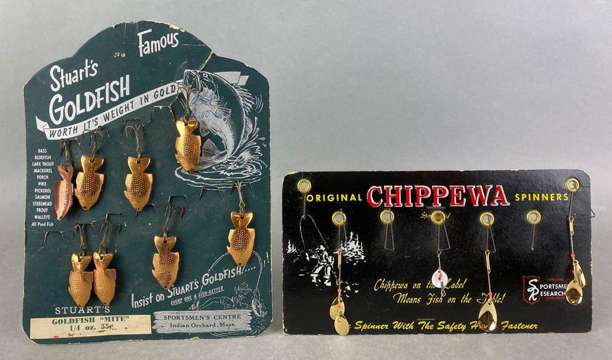 Vintage Group Of 2 Fishing Lure Cardboard Advertising