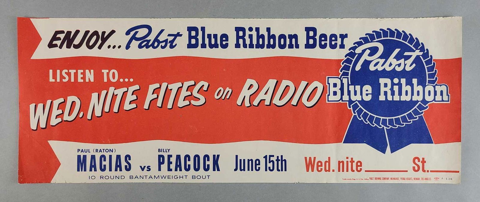 Vintage Pabst Boxing Match Advertising Poster (#0505) on Mar 13, 2022 ...