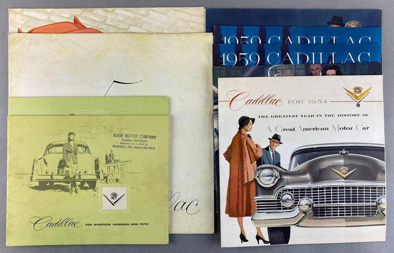 Group Of 9 1950s Cadillac Automobile Brochures