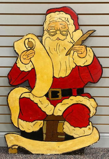 Vintage Wood Painted Santa Display