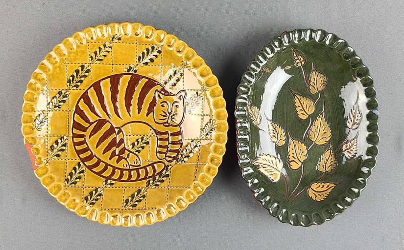 Group Of 2 Eldrith Redware Pottery Plates