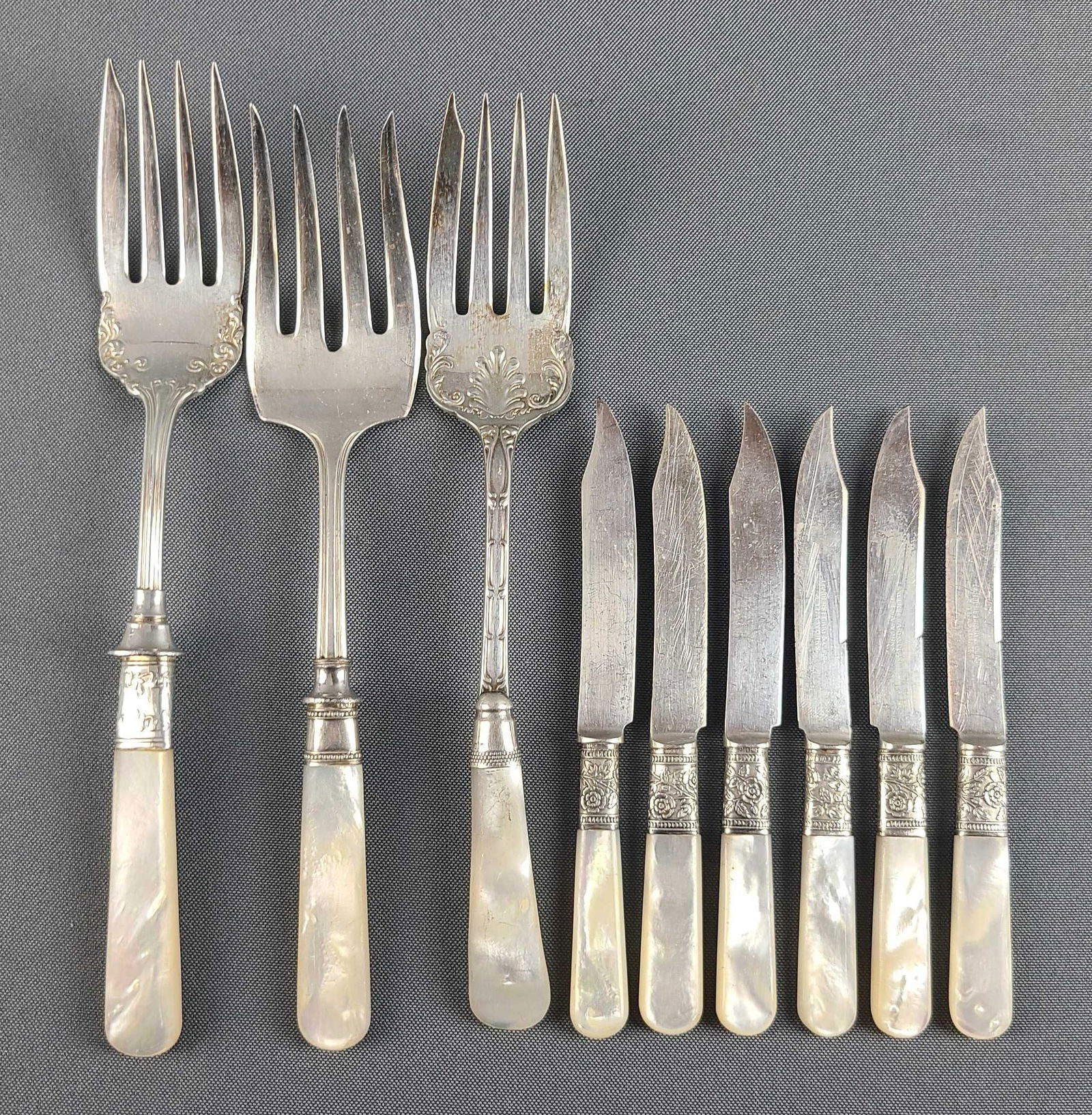 Group Of Mother Of Pearl Handle Flatware