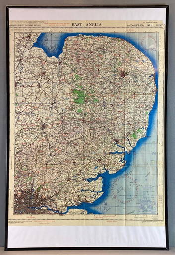 Framed Ww2 East Anglia Map