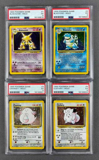 Group Of 4 Psa Graded 1999 Pokemon Base Set Holo Cards
