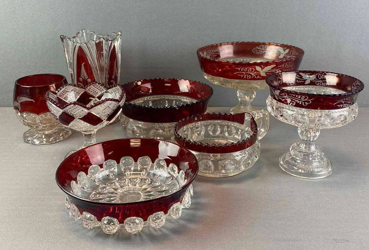 Group of 8 Assorted Ruby Flash Glassware Items - Aug 27, 2022 | Matthew ...