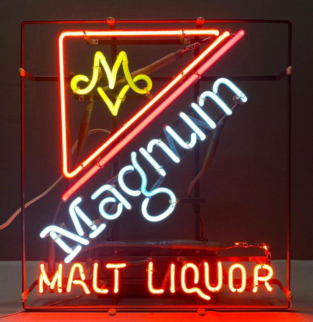 Magnum Malt Liquor Light Up Advertising Neon Beer Sign