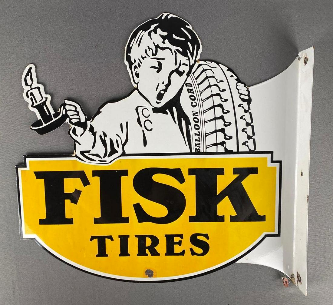 Fisk Tires Porcelain Advertising Flange Sign