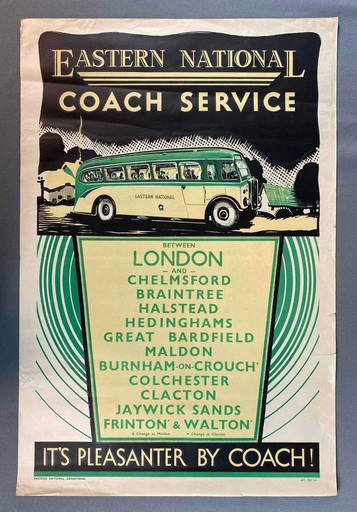C. 1940's Eastern National Coach Bus Service Poster