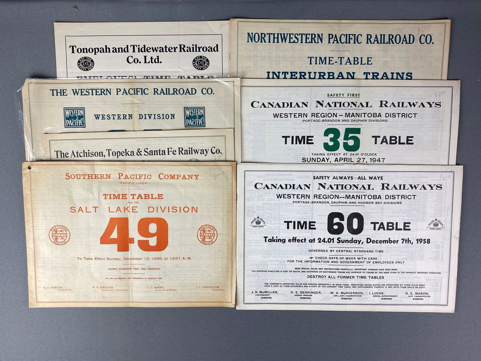 Group Of 7 Railroad Employee Timetables