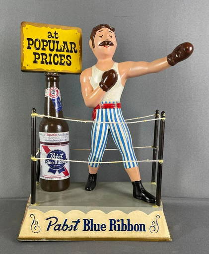 Vintage Pabst Blue Ribbon Boxing Ring Beer Advertising Back Bar Statue