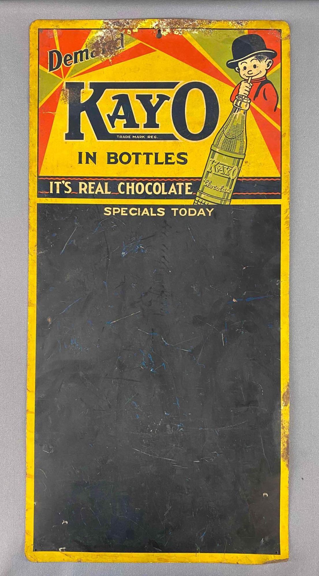 Vintage Kayo Chocolate Drink Metal Advertising Chalk Board Sign