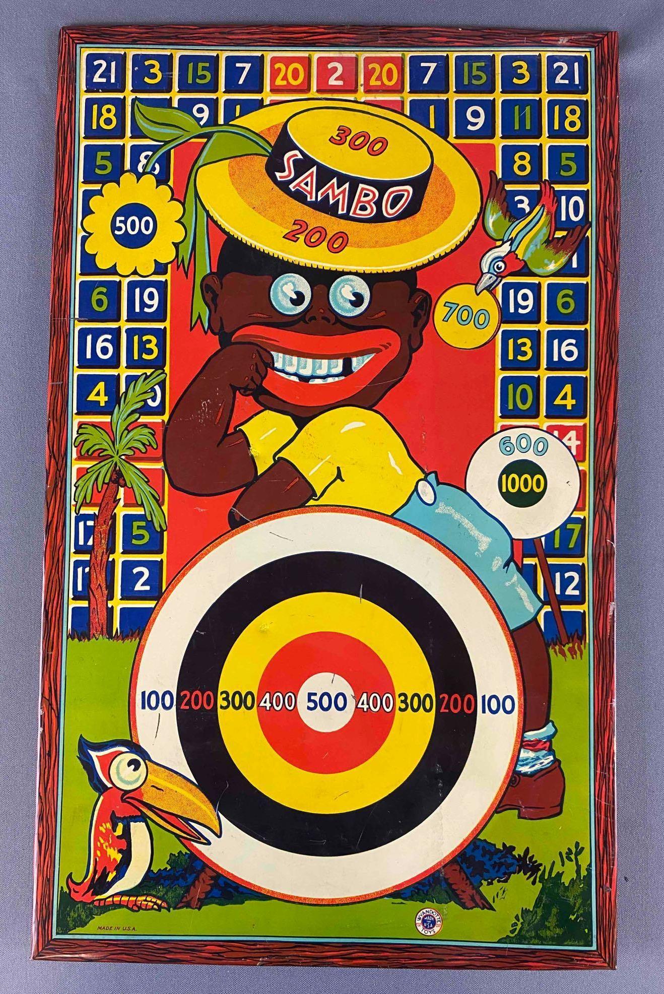 Vintage Little Black Sambo Target Practice Advertising Metal Game Board