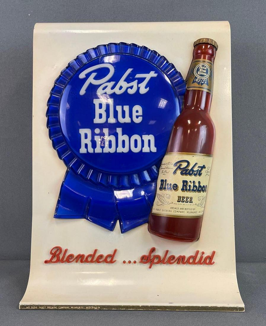 Vintage Pabst Blue Ribbon Beer Back Bar Advertising Sign