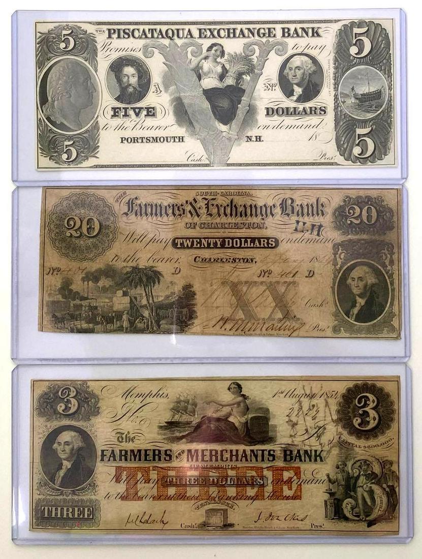 Group Of 3 Obsolete Bank Notes
