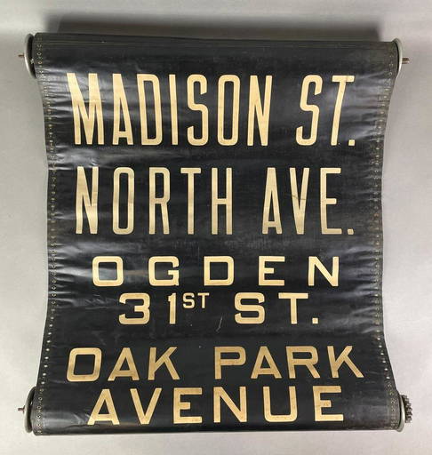 Vintage Chicago El Train Stop Scroll