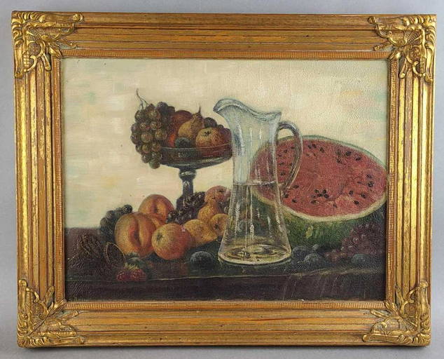 20th Century L. Markovich Still Life Fruit Oil Painting On Canvas