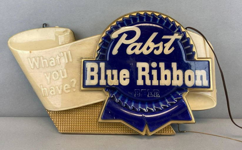 Pabst Blue Ribbon Beer Light Up Advertising Sign
