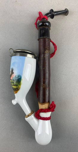 Vintage German Painted Porcelain Tobacco Pipe