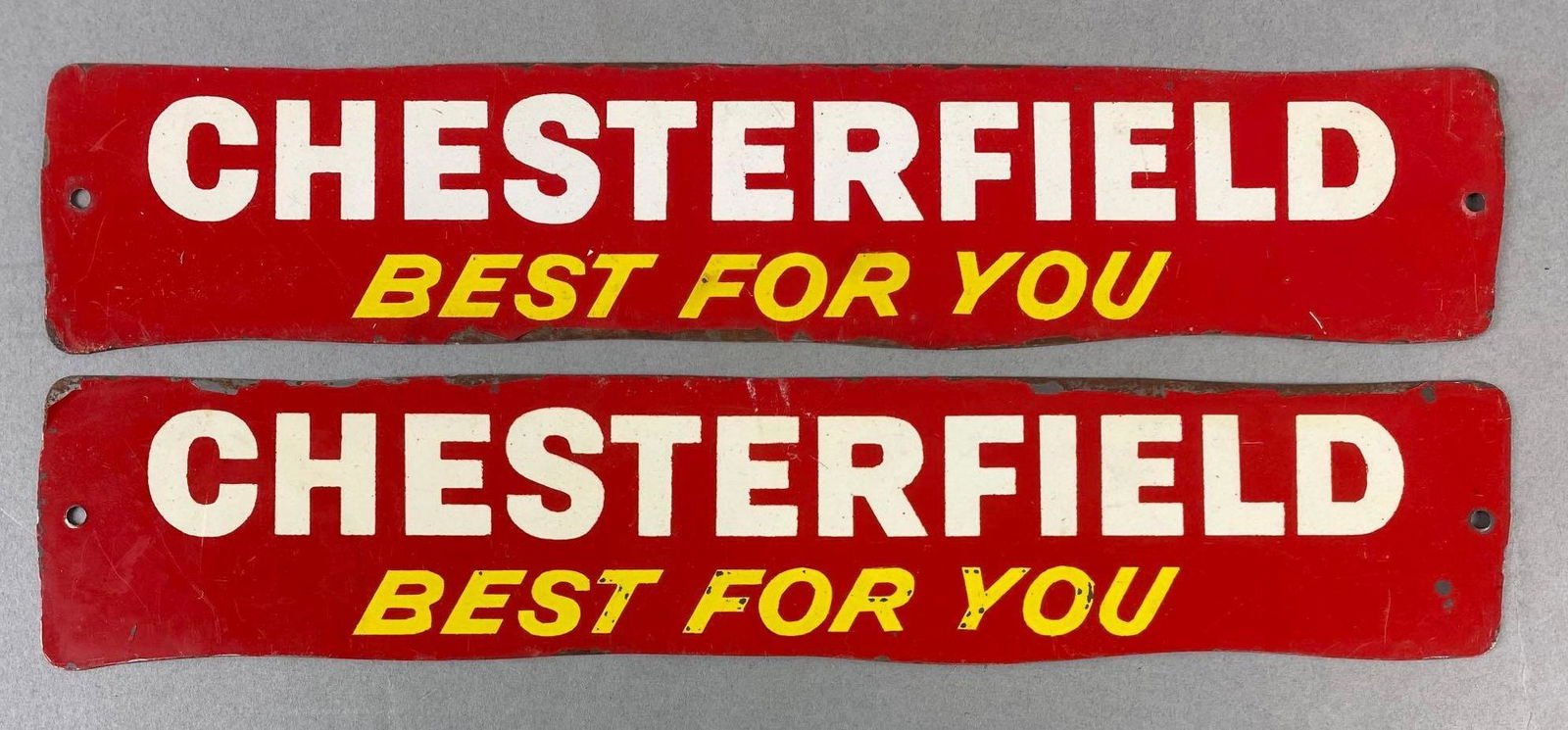 Group Of 2 Chesterfield Advertising Metal Door Push Signs