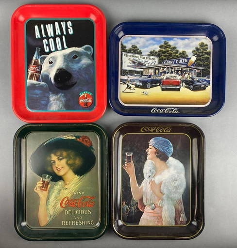 Group of 4 Coca-Cola Metal Advertising Trays (#0476) on Feb 18, 2023 ...