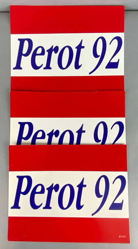 Group of 3 1992 Ross Perot Presidential Campaign Signs (#0895) on Mar ...