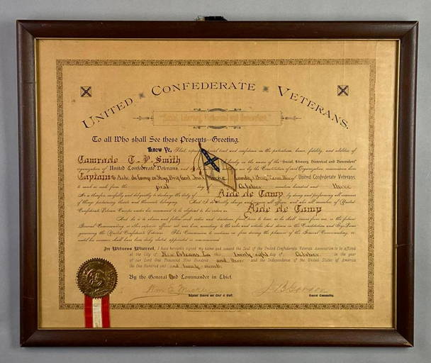 1903 United Confederate Veterans Rank Promotion Document (#0056) on Mar ...