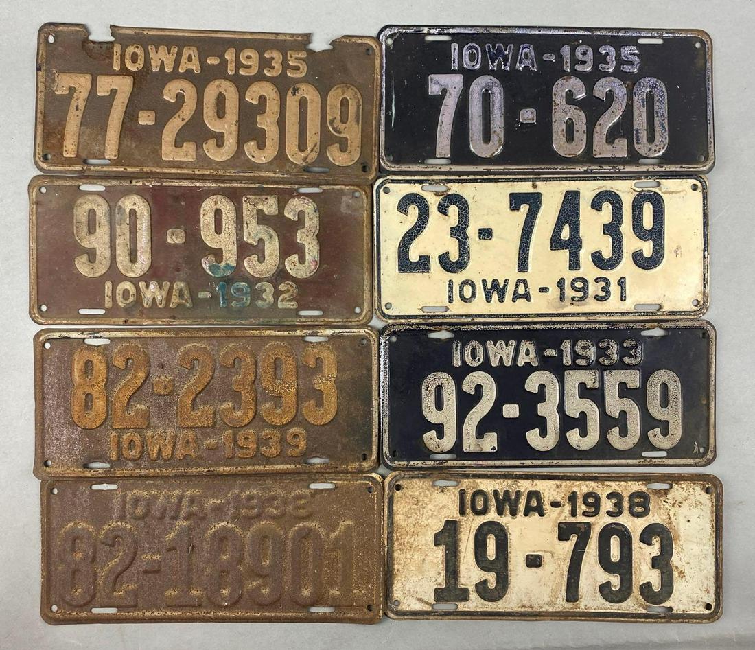 Group of 8 Iowa License Plates (#0967) on Apr 08, 2023 | Matthew ...