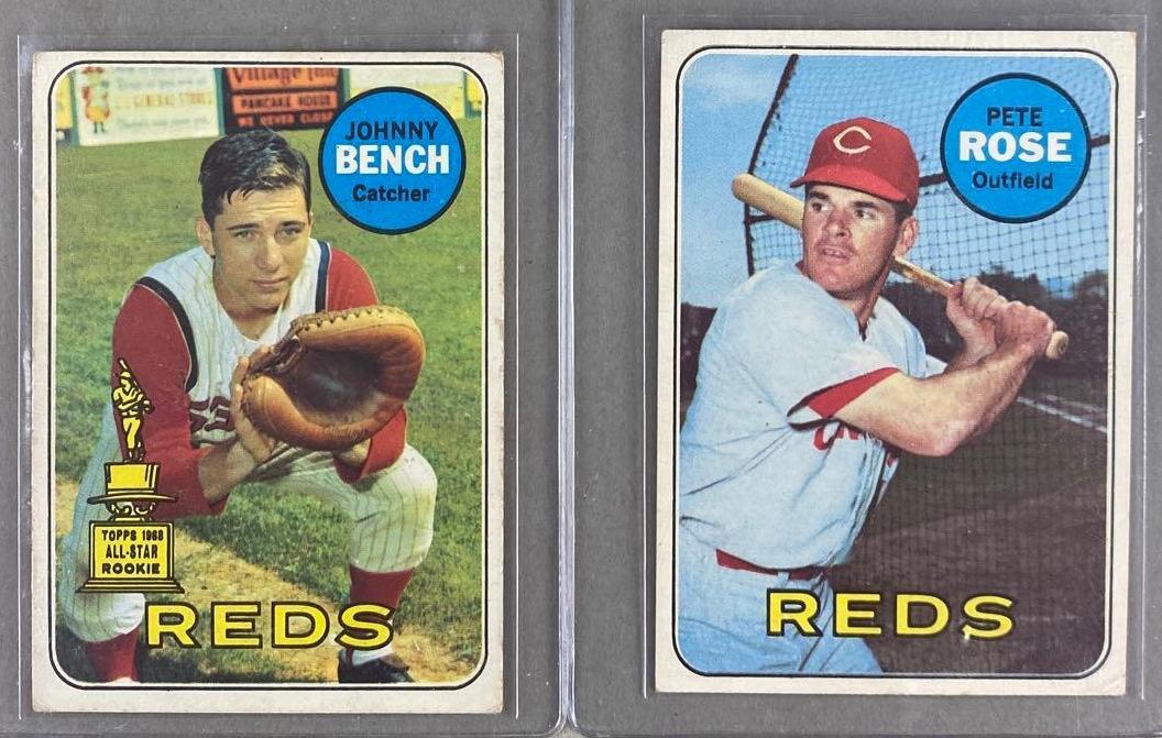 1969 Topps Pete Rose And Johnny Bench Cards