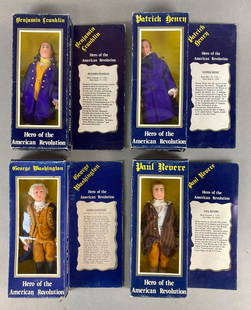 Set 8 1980's Hero Of The American Revolution Doll In Boxes