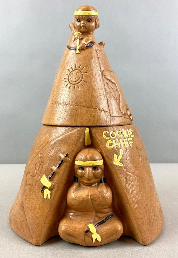 Twin Winton Cookie Chief Native American Porcelain Pottery Cookie Jar