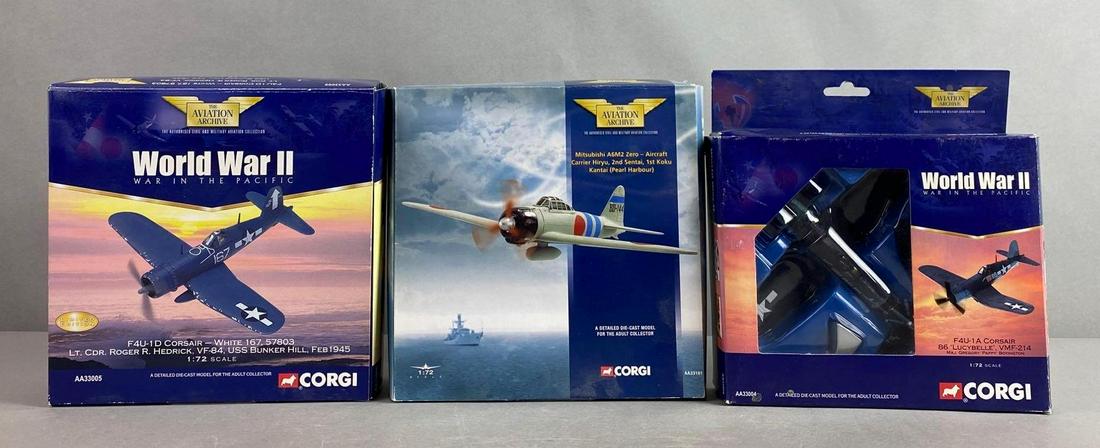 Group Of 3 Corgi The Aviation Archive Ww2 Die-cast Airplane Figures Auction