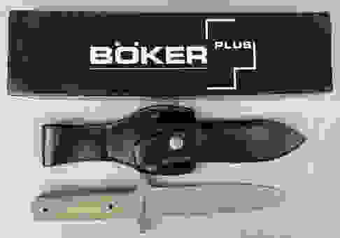 Boker Plus 440-c Double Edged Knife With Sheath Auction