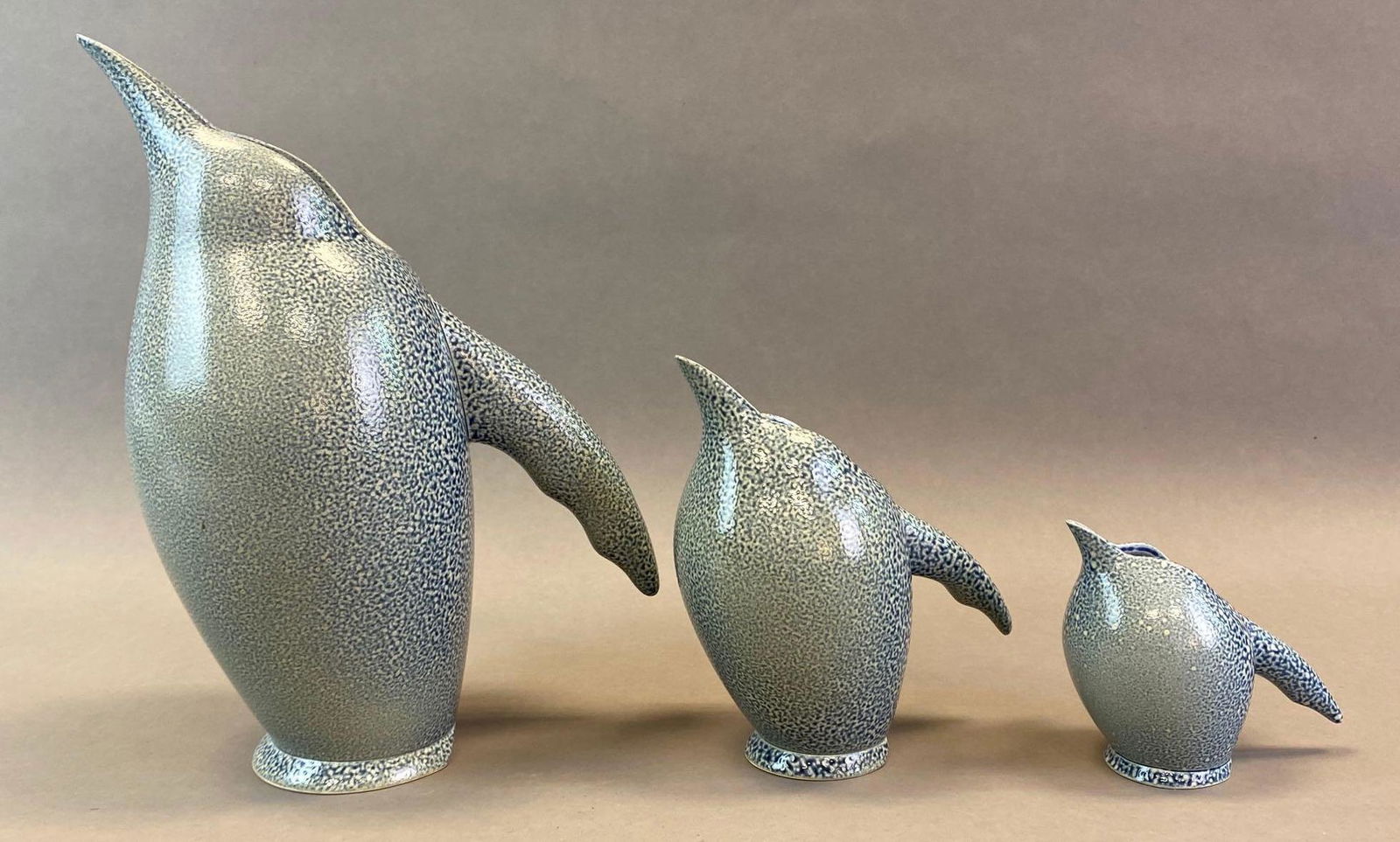 Set Of 3 Anthony Theakston English Pottery Penguin Pitchers