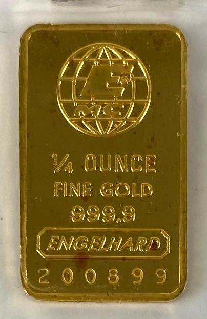 Rare Englehard Vertical 1/4oz. 999.9 Fine Gold Ingot / Bar