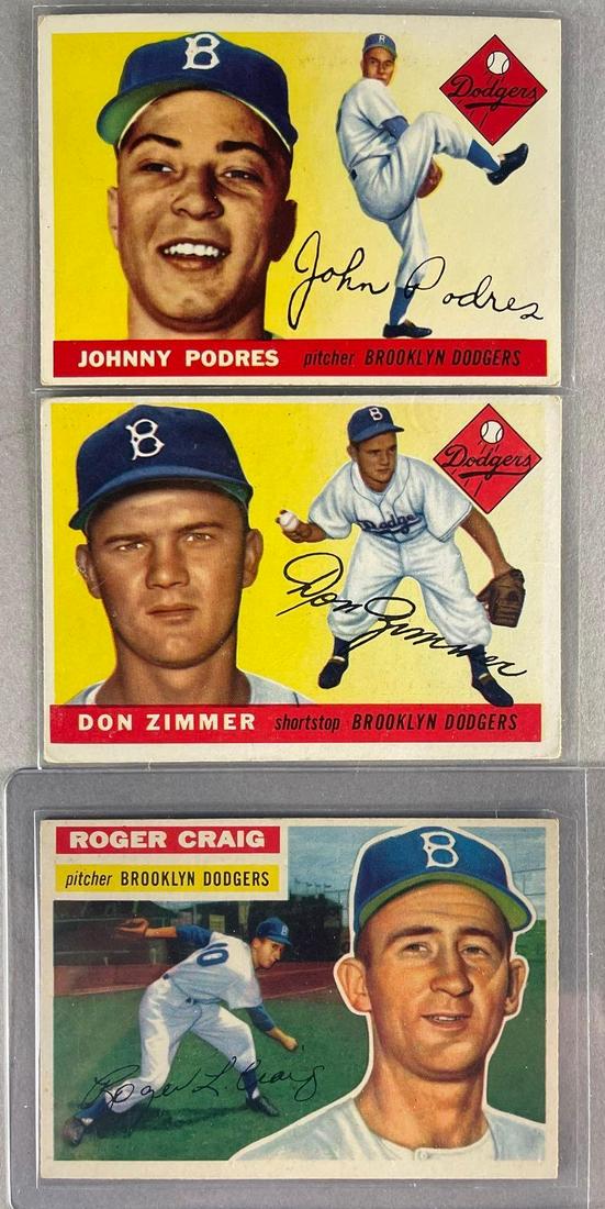 3 - 1955 And 56 Topps Brooklyn Dodgers Star Cards Auction