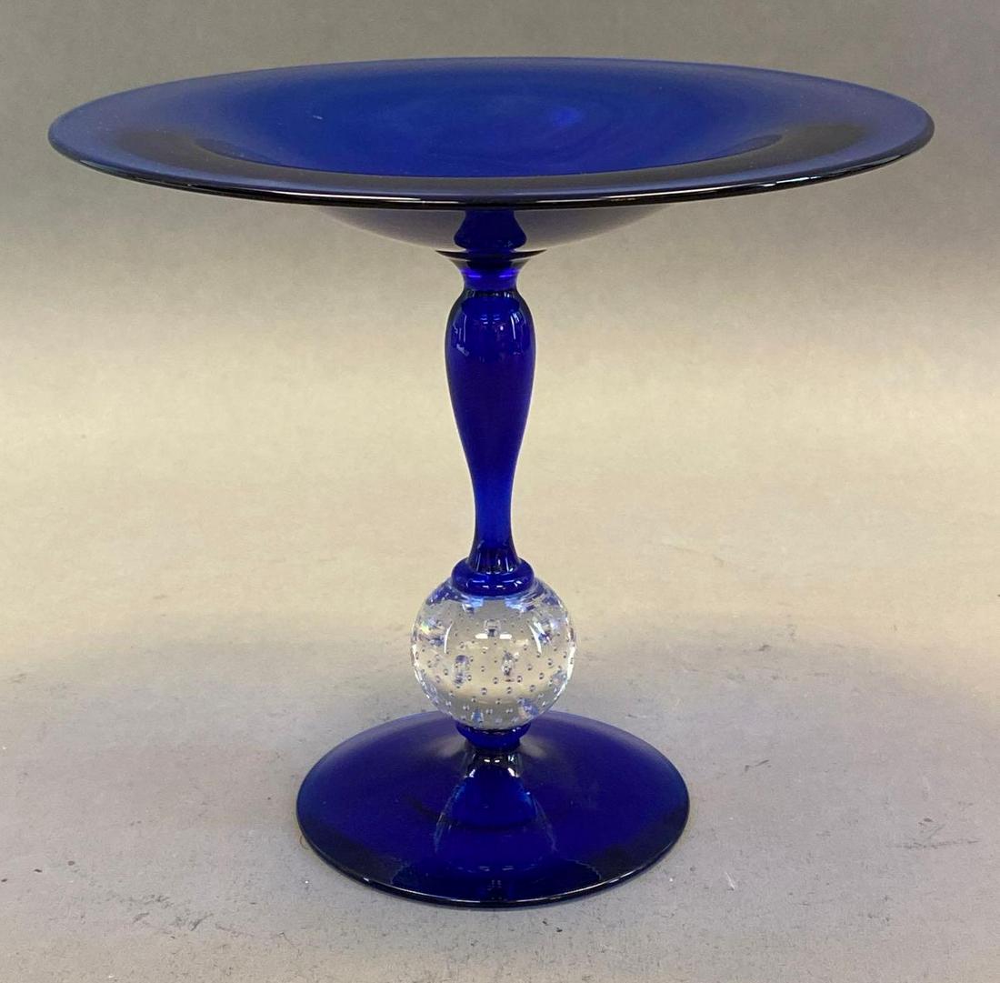 Solid Cobalt Blue Glass Compote