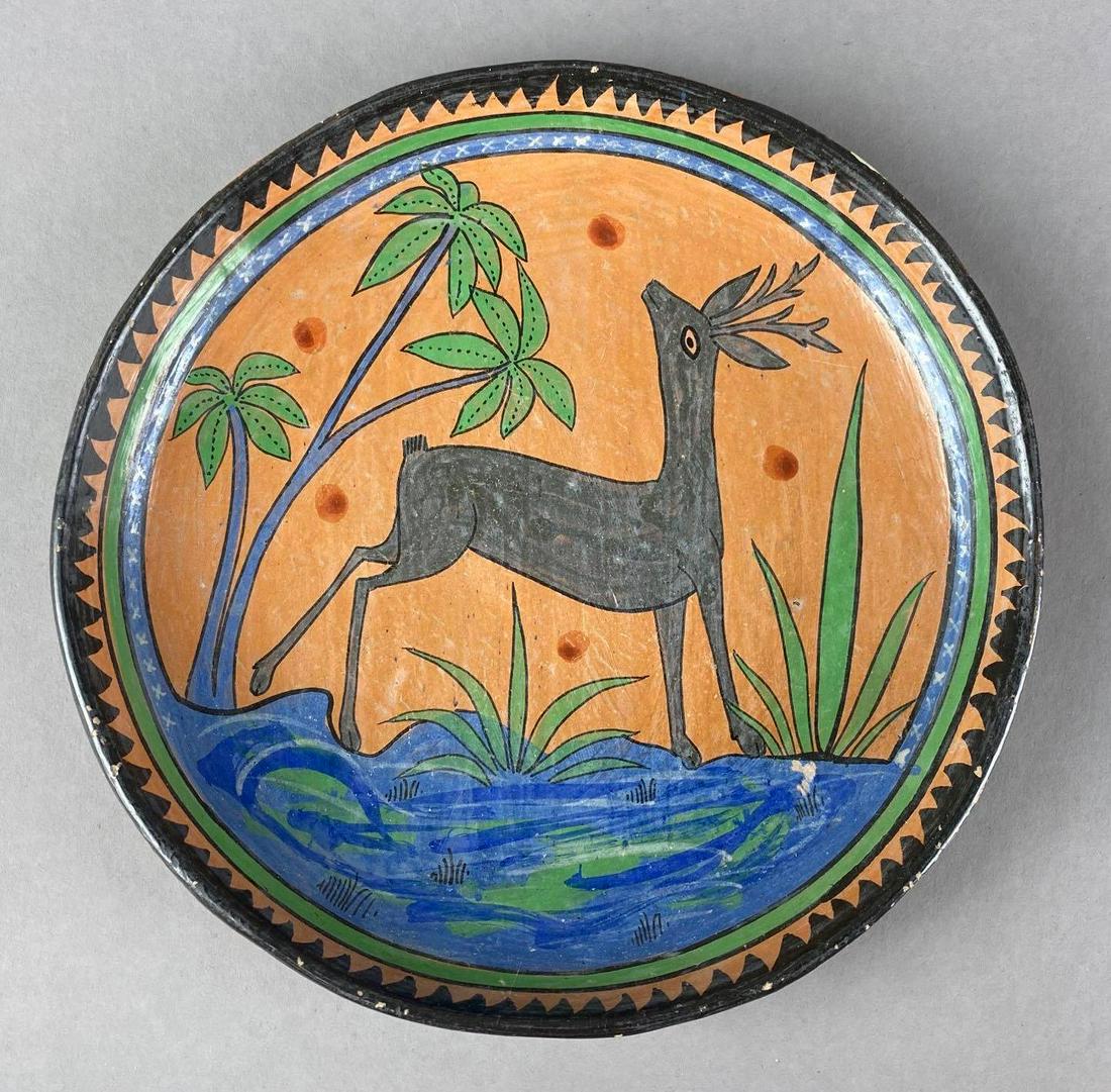 Native American Deer Painted Bowl