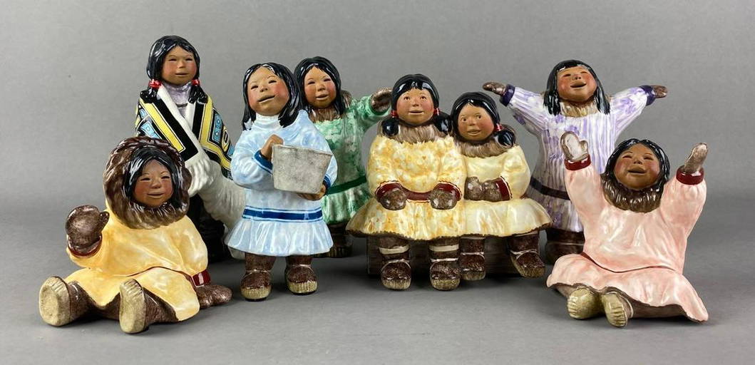 Group Of 7 Native American C. Alan Johnson Signed Figures
