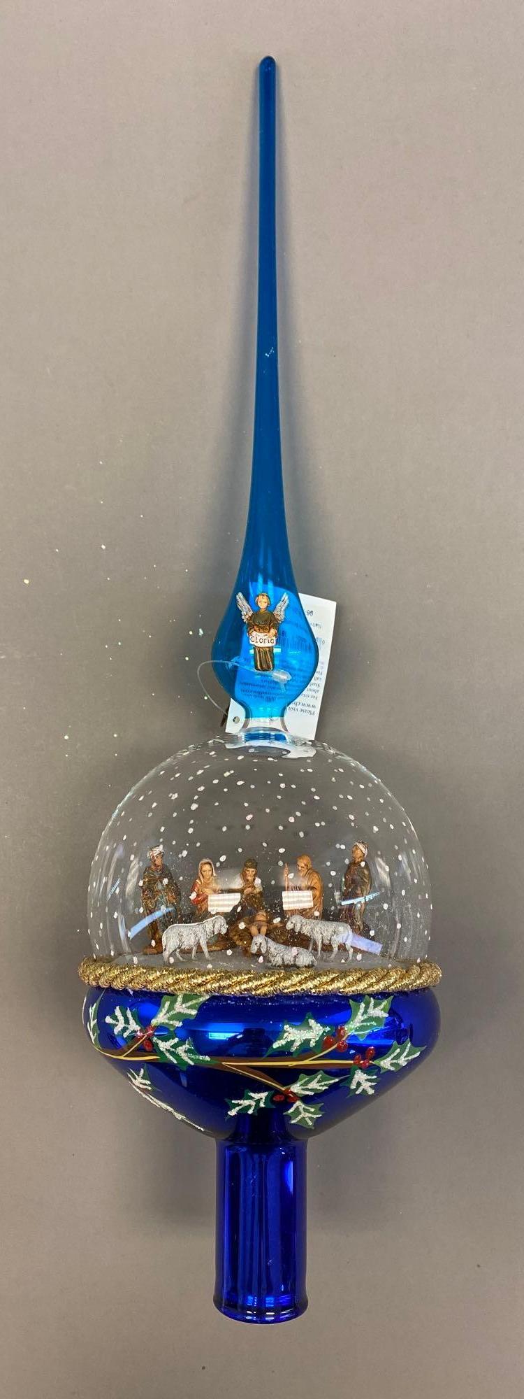 Christopher Radko Nativity Scene Glass Finial Tree Topper Auction