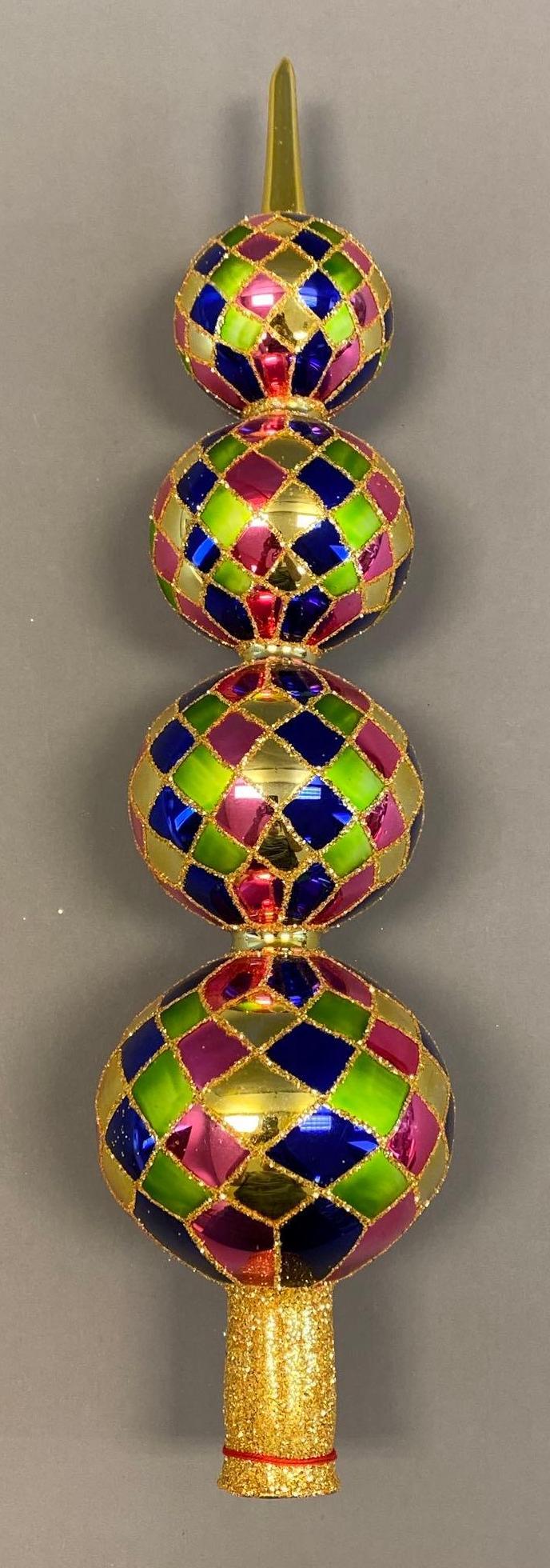 Christopher Radko Harlequin Glass Finial Tree Topper Auction