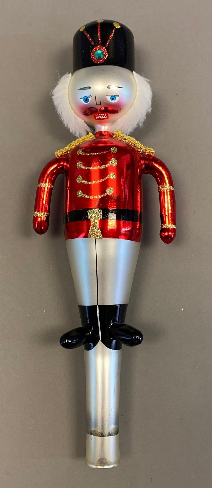 Christopher Radko Nutcracker Glass Figural Tree Topper Auction