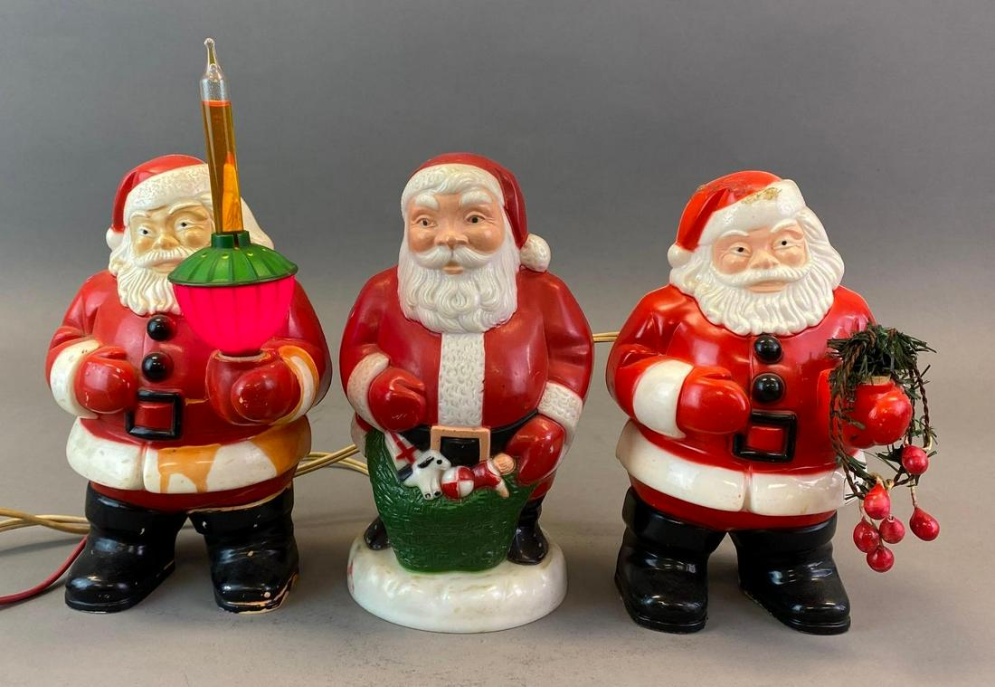 Group Of 3 Vintage Light-up Santa Figures Auction