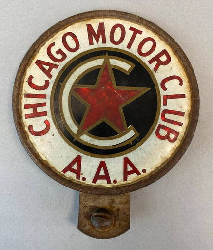Vintage Aaa Chicago Motor Club License Plate Topper
