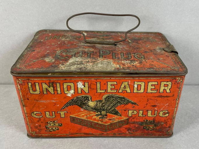 Vintage Union Leader Cut Plug Tobacco Advertising Container