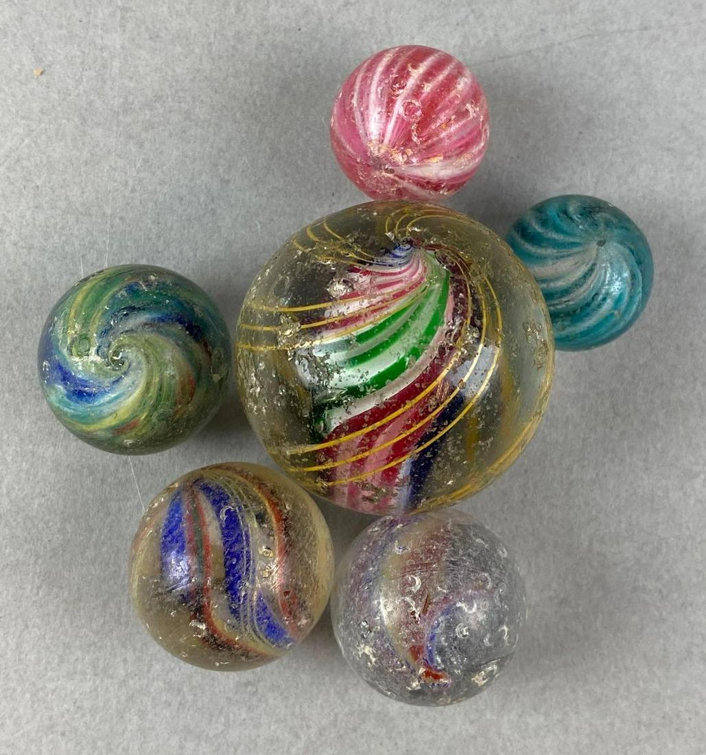 Group Of 6 Multicolored German Swirl Marbles Auction