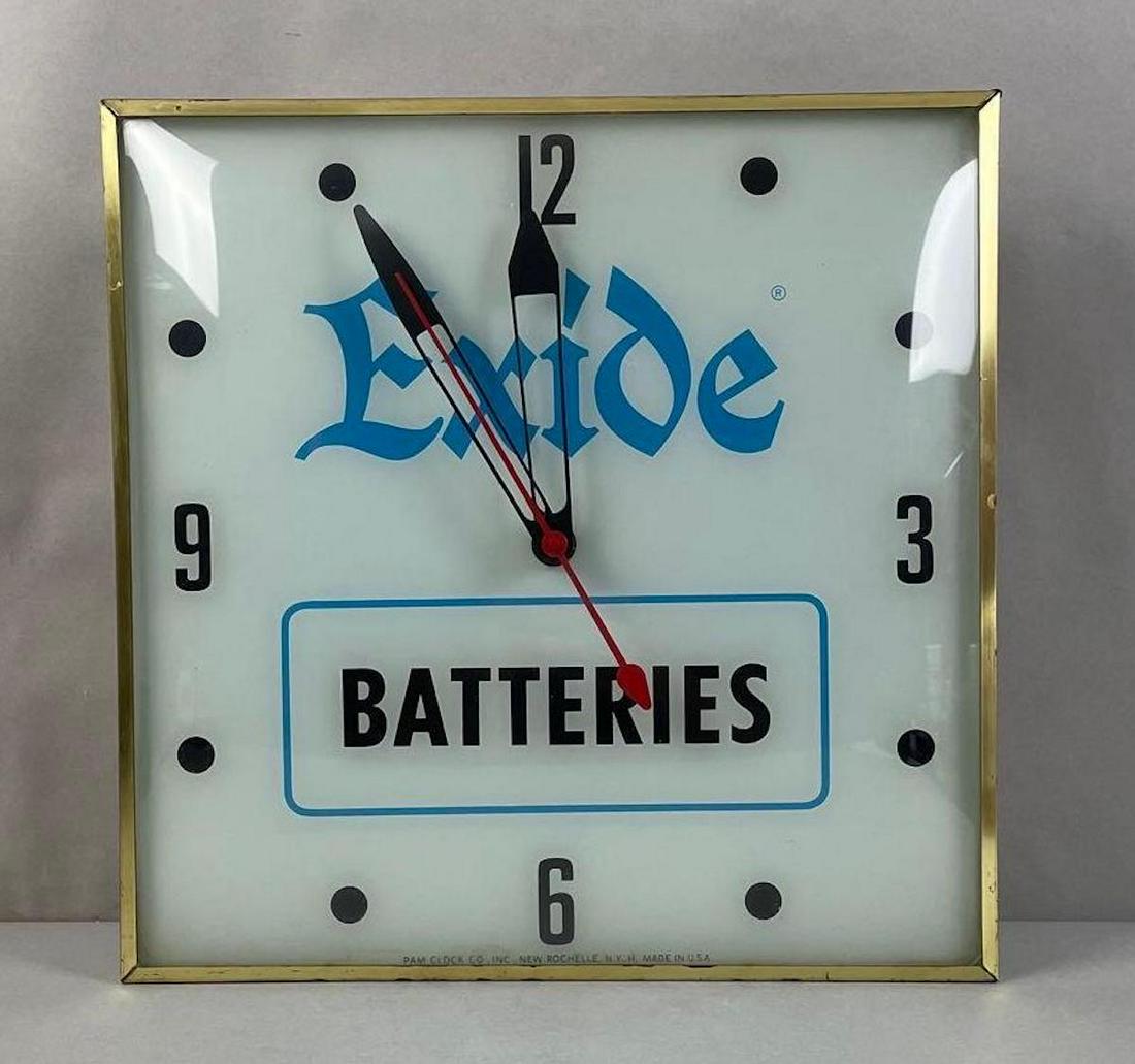 Vintage Exide Batteries Light Up Advertising Clock