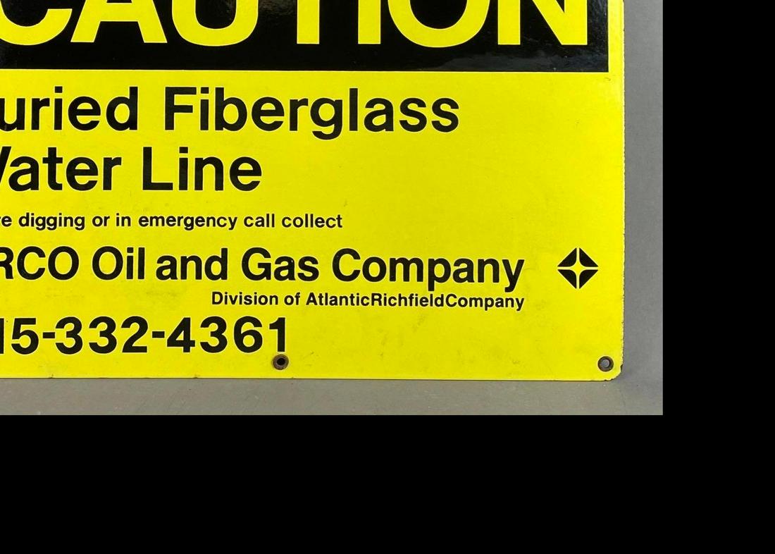 Arco Oil And Gas Co. Caution Porcelain Enamel Sign