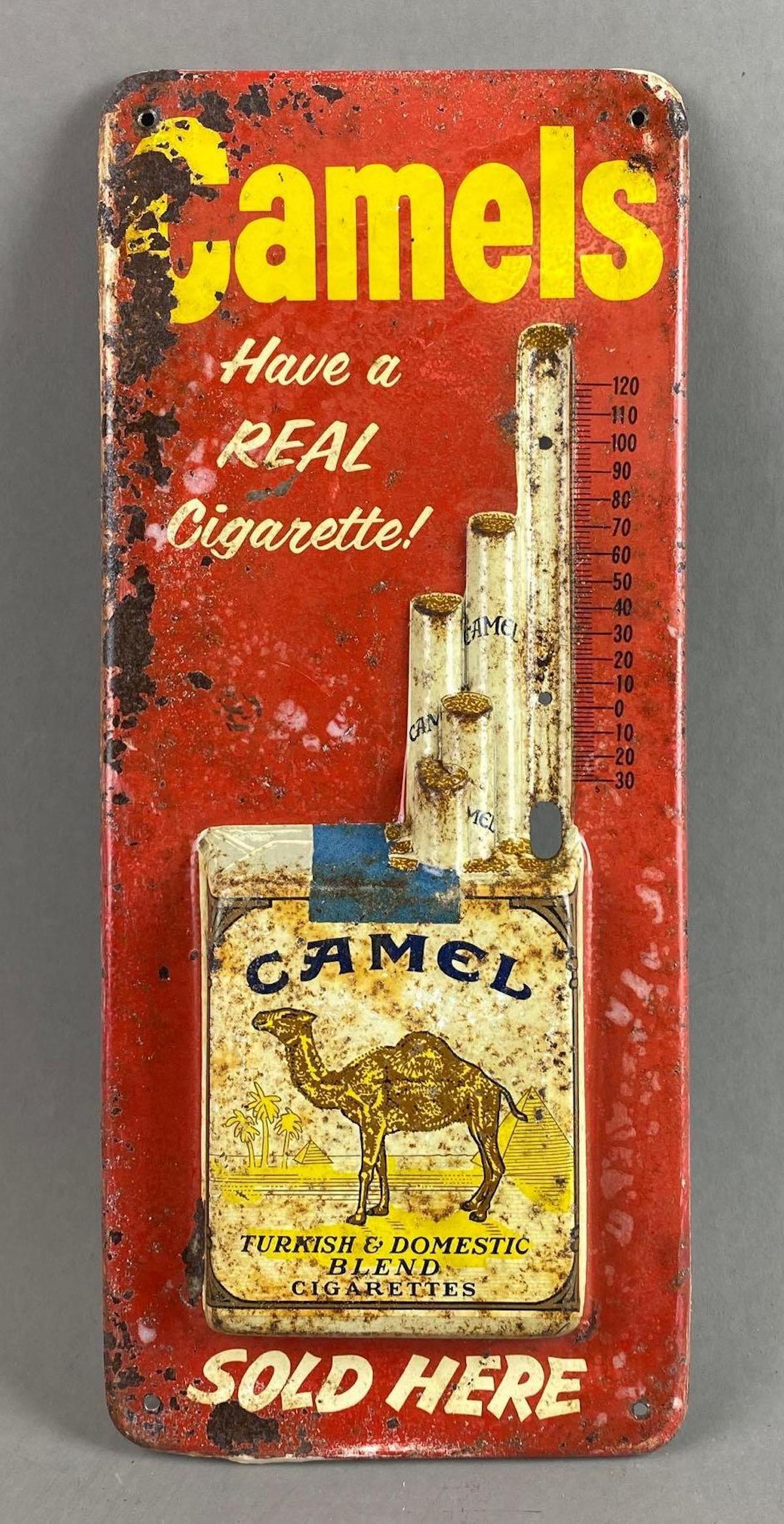 Camel Cigarettes Advertising Metal Thermometer Sign Auction