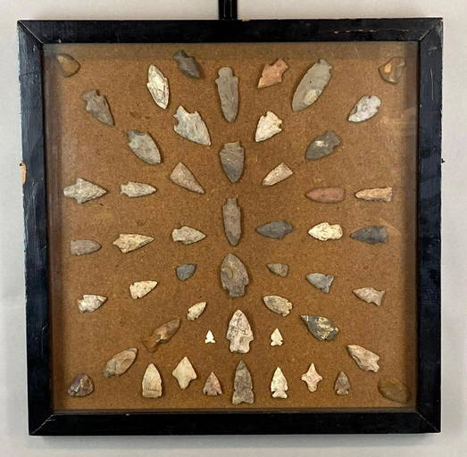 Illinois Native American Arrowhead Shadowbox Display Illinois Native American Arrowhead Shadowbox Display